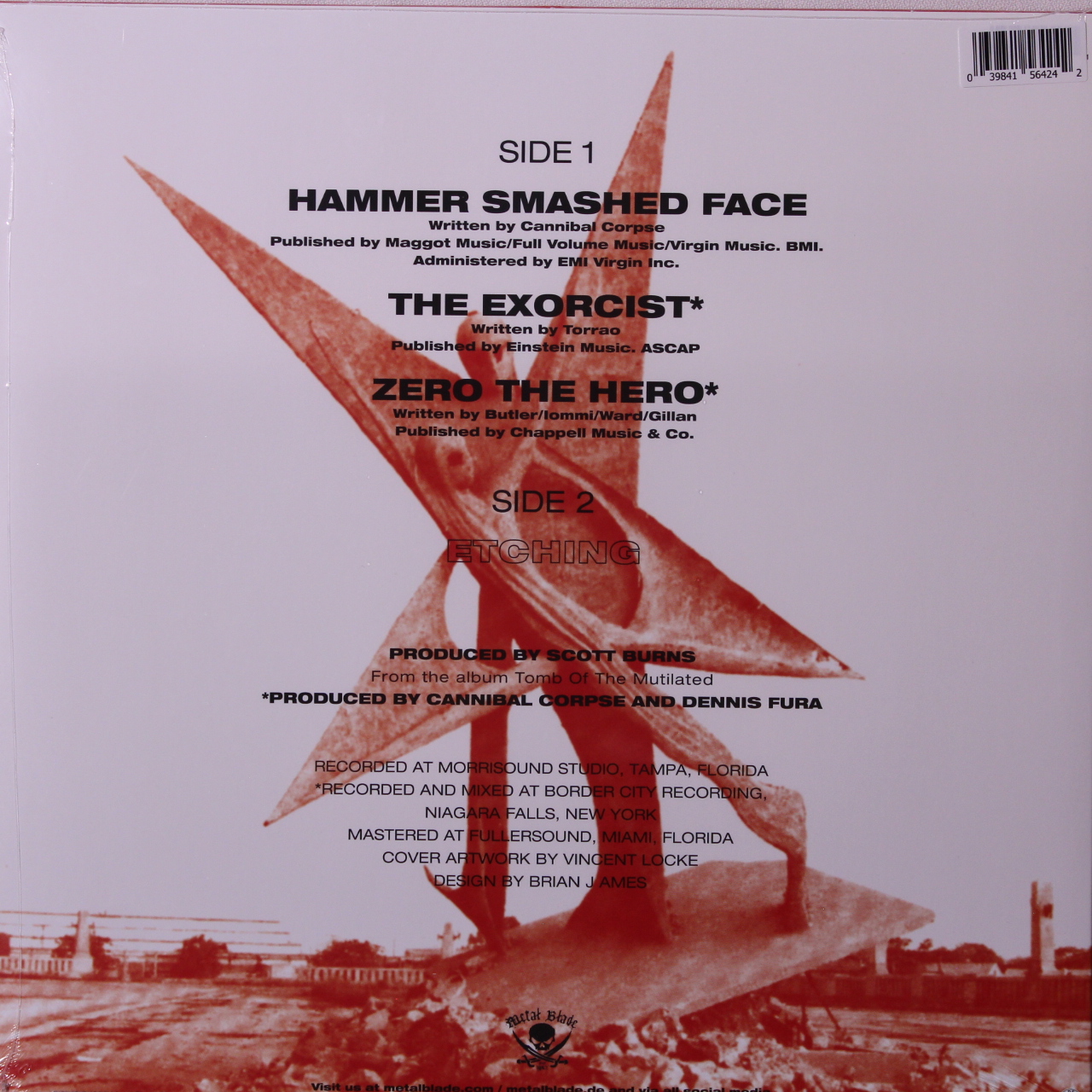 Cannibal Corpse - Hammer Smashed Face - Vinyl, 12", Single Sided, EP, Etched, Ltd Ed, Black Ice ...